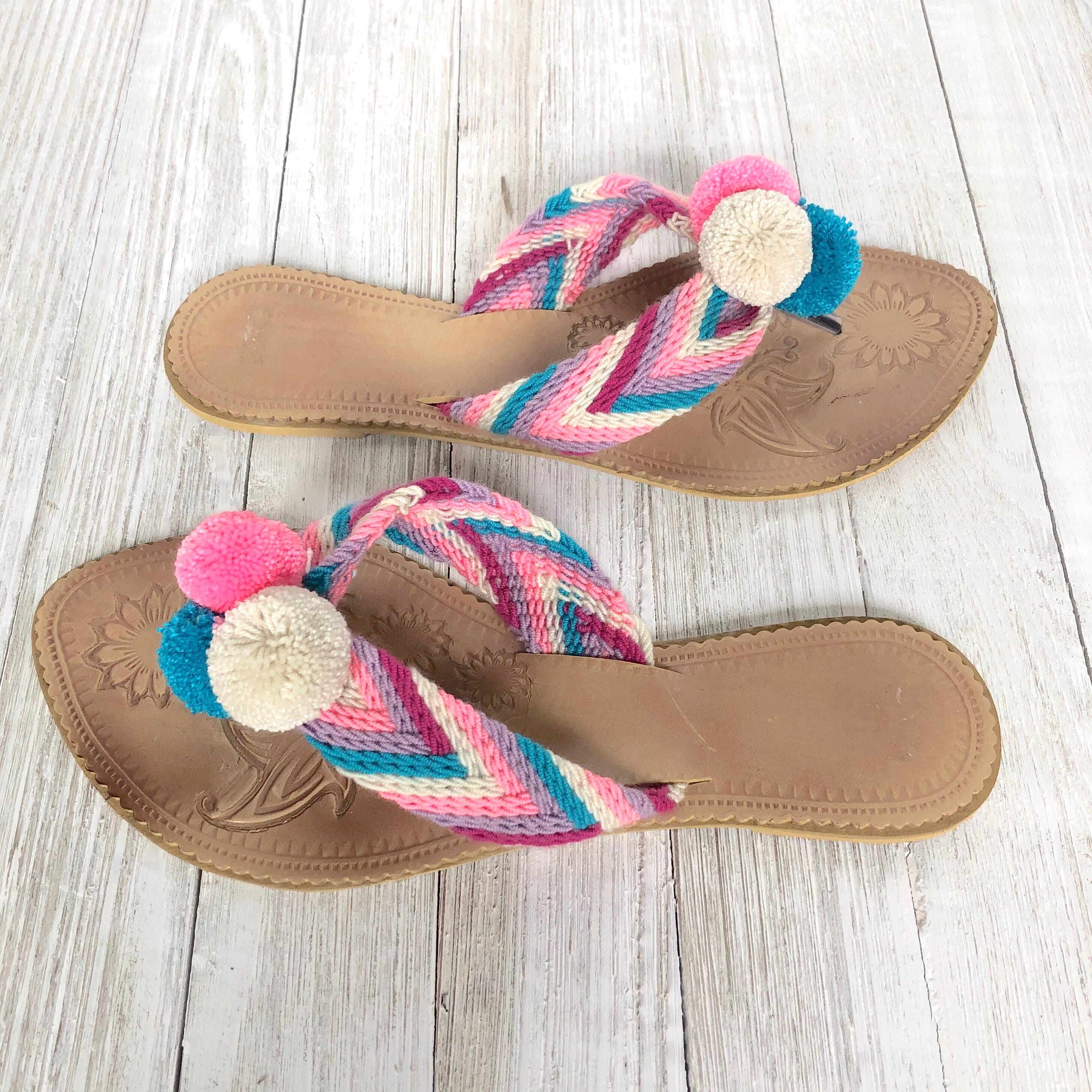 Pom Pom Sandals-Summer Flip Flops -Beach Slides-Cute Sandals-Flats ...
